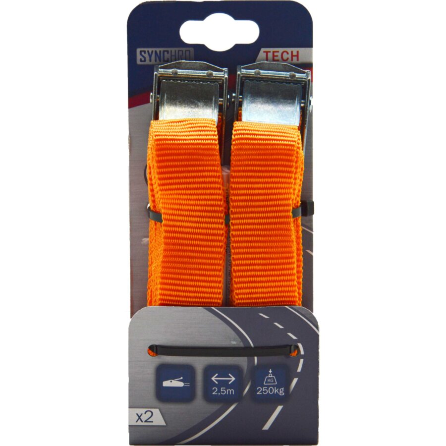 Sangles avec boucle zamak 2,5m (x2) Synchro Diffusion - Norauto