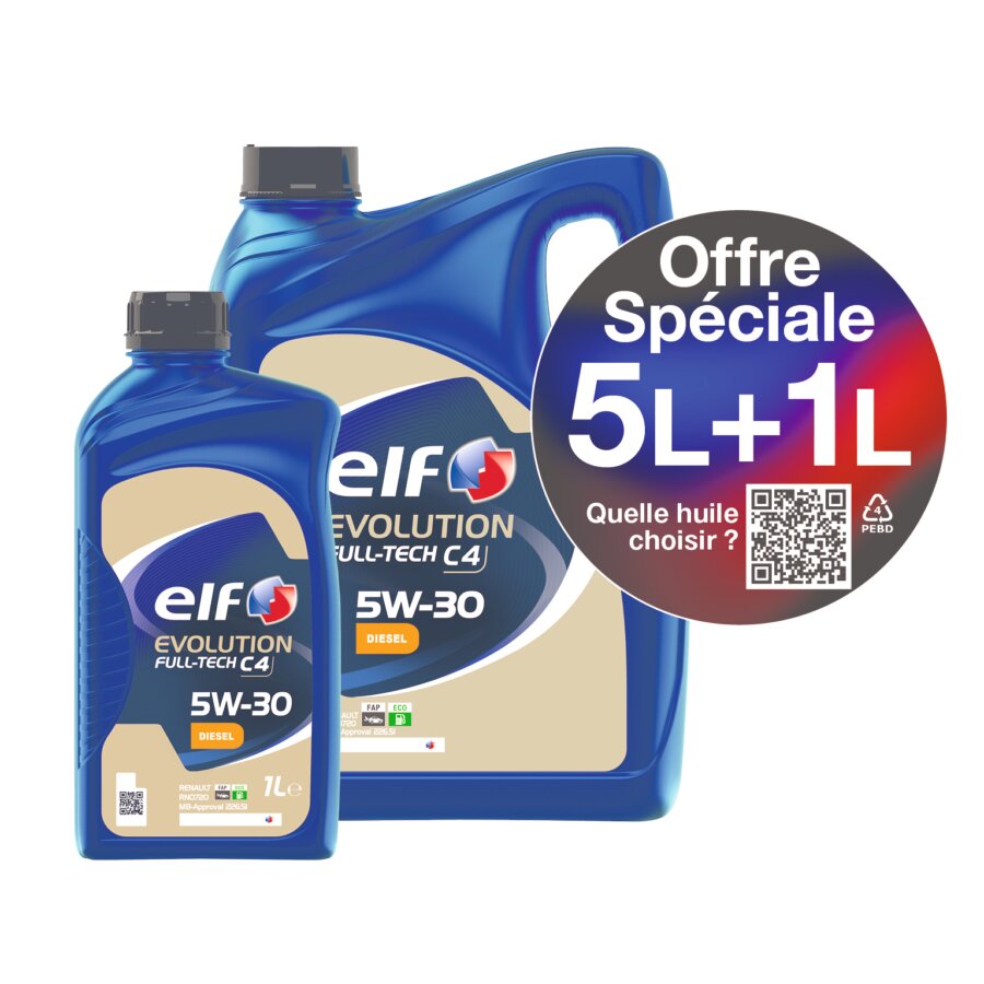 Huile moteur ELF Evolution Full-Tech C4 5W30 Diesel 5 L + 1l - Norauto