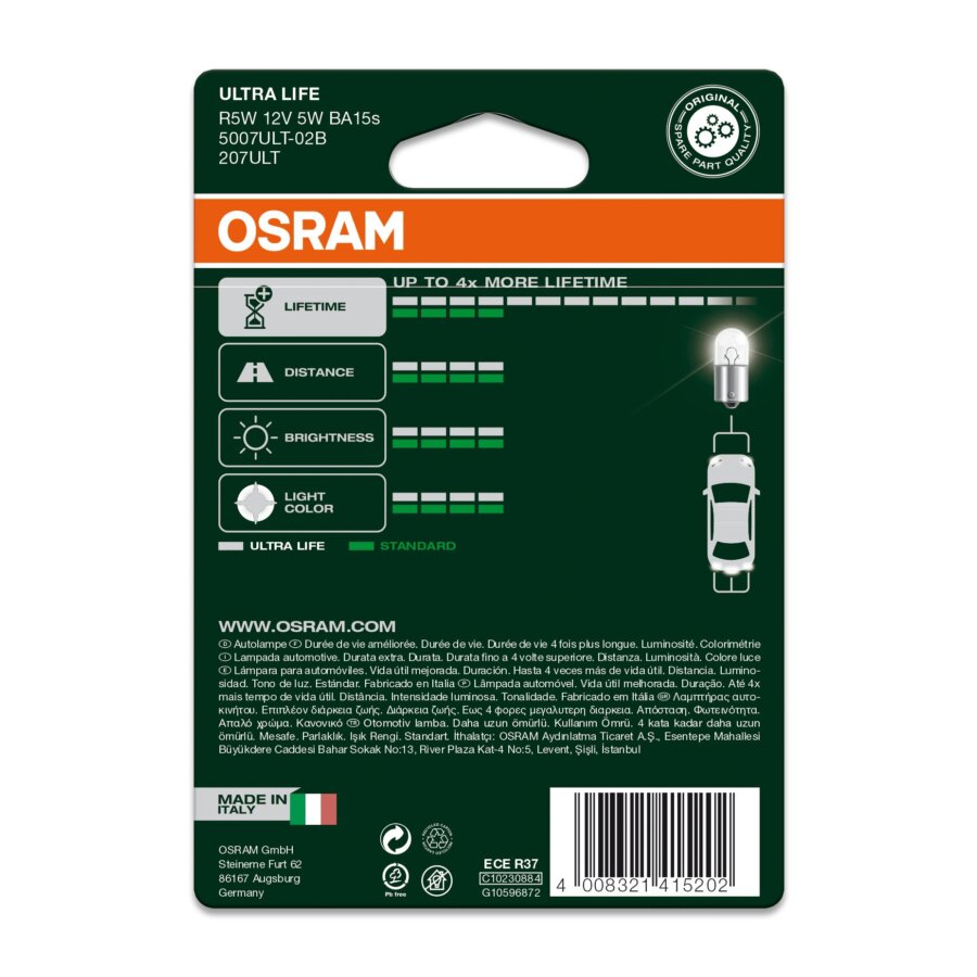 2 ampoules OSRAM Ultra Life R5W 12V 5W : Norauto.fr
