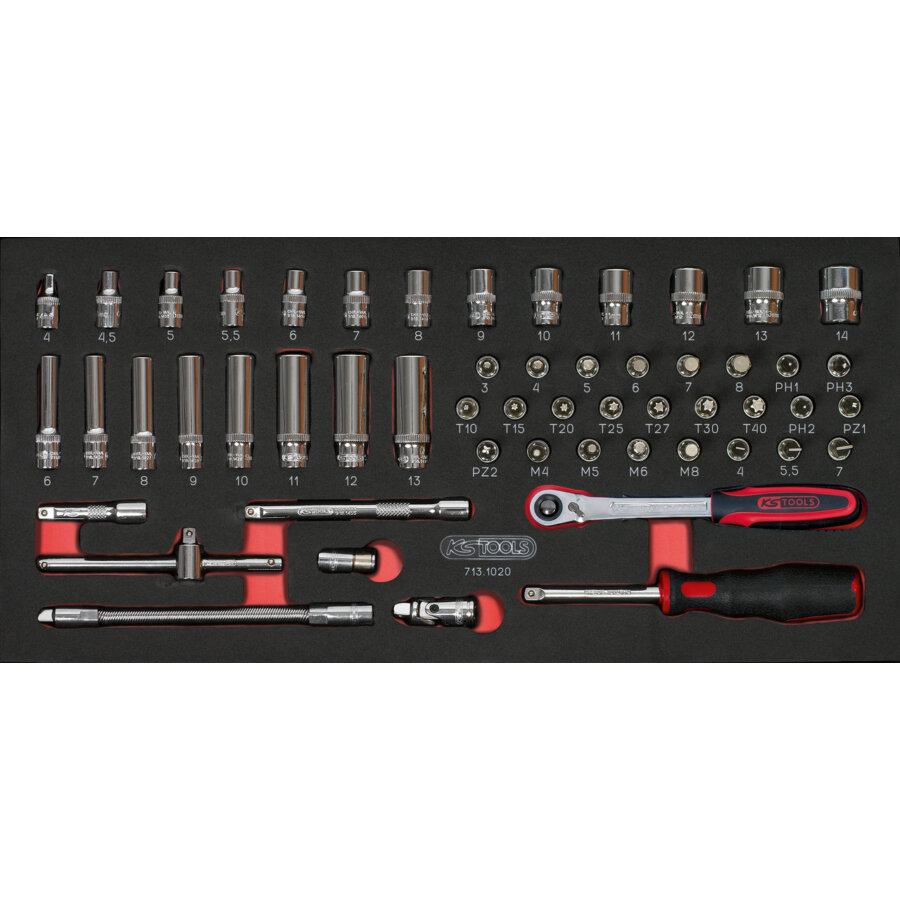 Module de douilles et accessoires 713.1020 ULTIMATE® 1/4'' KS TOOLS 54 pièces - Norauto