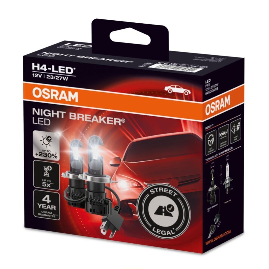 2 ampoules led OSRAM LEDr Night Breaker H4 homologuée - Norauto