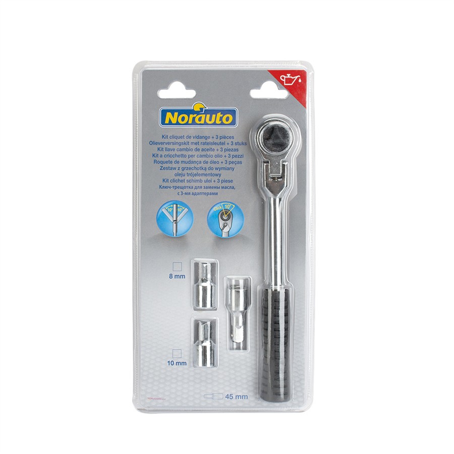 Clé à cliquet carré 3/8'' avec accessoires NORAUTO pour vidange ...