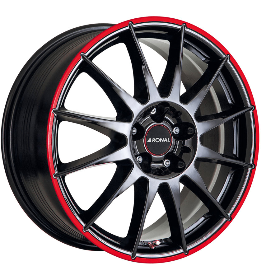 Jante alu RONAL R54 MCR 16 pouces - 7x16 4x108 ET25 Jetblack-Red Rim ...